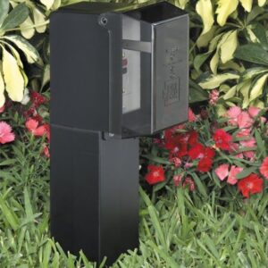 GPD19B-1 Gard-N-Post Low-Profile Outdoor Landscape Lighting Post Enclosure with Outlet Cover, 19.5-Inch, Black, 1-Pack