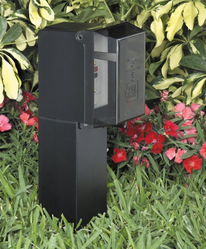 GPD19B-1 Gard-N-Post Low-Profile Outdoor Landscape Lighting Post Enclosure with Outlet Cover, 19.5-Inch, Black, 1-Pack