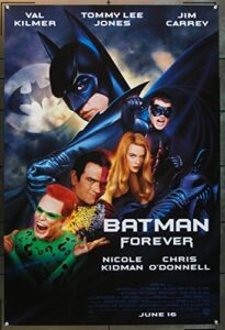 batman forever (1995) movie poster (27×41) single-sided rolled never folded val kilmer tommy lee jones jim carrey nicole kidman chris o’donnell film directed by joel schumacher art by page wood