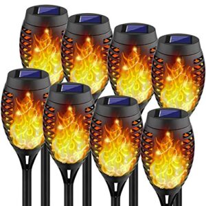 kurifier solar outdoor lights, 8pack solar torch light with flickering flame，waterproof solar garden lights, outdoor decorations for patio yard path, flame torches for outside decor-outdoor lighting