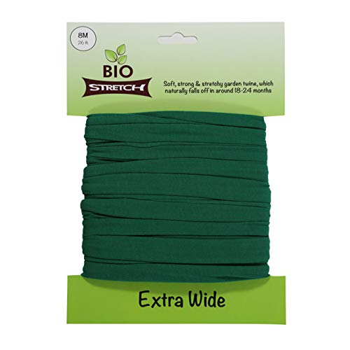 Biostretch Extra Wide Tree Ties and Large Plant String | Environmentally Smart Soft Green Plant Support and Garden Twine (Bio Extra Wide 26 ft / 8M)