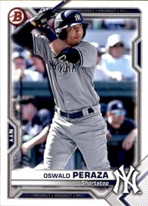 2021 bowman prospects #bp-50 oswald peraza new york yankees baseball card