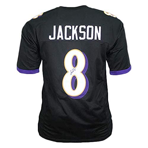 Lamar Jackson Autographed Baltimore (Black #8) Custom Jersey - JSA