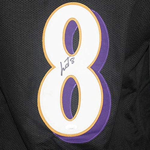 Lamar Jackson Autographed Baltimore (Black #8) Custom Jersey - JSA