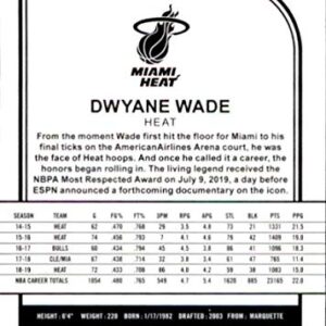 2019-20 Panini NBA Hoops #287 Dwyane Wade Miami Heat Basketball Card