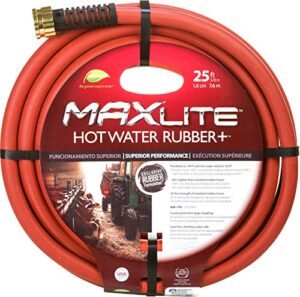 swan products celsghw58025 element maxlite hot water rubber+ hose with crush proof couplings 25′ x 5/8″, red