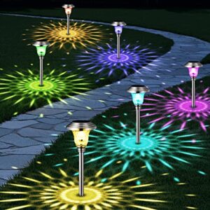 beau jardin 8 pack solar pathway lights color changing outdoor waterproof multi color halloween led glass stainless steel metal garden landscape lighting for yard walkway lawn stake colorful bg2121