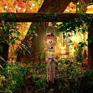 Astarin Solar Wind Chimes for Outside Hanging Led Solar Lights Outdoor Garden Lantern Decorative as Gift for Women mom Grandma Best Friends' Birthday Gift Bronze