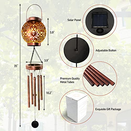 Astarin Solar Wind Chimes for Outside Hanging Led Solar Lights Outdoor Garden Lantern Decorative as Gift for Women mom Grandma Best Friends' Birthday Gift Bronze