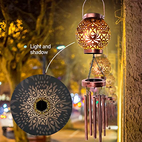 Astarin Solar Wind Chimes for Outside Hanging Led Solar Lights Outdoor Garden Lantern Decorative as Gift for Women mom Grandma Best Friends' Birthday Gift Bronze