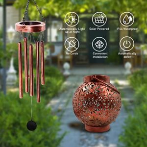 Astarin Solar Wind Chimes for Outside Hanging Led Solar Lights Outdoor Garden Lantern Decorative as Gift for Women mom Grandma Best Friends' Birthday Gift Bronze