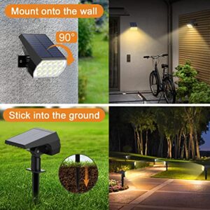 WELALO Solar Spot Lights Outdoor, [6 Pack/52 LED/3 Modes] 2-in-1 Solar Landscape Spotlights, Solar Powered Security Lights, IP65 Waterproof Wall Lights for Walkway Yard Garden Driveway(Warm White)