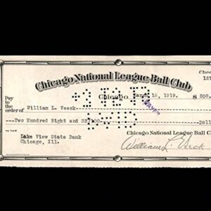 William Veeck PSA DNA Signed x2 Chicago Cubs Check 3-15-1919 Autograph - MLB Cut Signatures