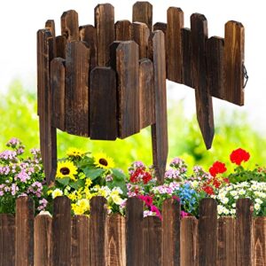 wood garden edging border with gloves garden wooden landscape border edging for decorative spring garden yard patio pathway courtyards tree fences outdoor 7.9 x 47 inches (4 pcs)