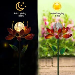 TSTGEE Outdoor Solar Garden Lights Solar Metal Flower Decorative Lights Solar Spinner Decorative Garden Stakes Waterproof for Patio,Yard,Lawn,Garden Decorations