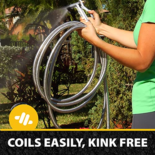 Bionic Steel 75 Foot Garden Hose 304 Stainless Steel Metal Hose – Super Tough & Flexible Water Hose, Lightweight, Crush Resistant Aluminum Fittings, Kink & Tangle Free, Rust Proof, Easy to Use & Store