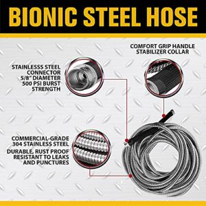 Bionic Steel 75 Foot Garden Hose 304 Stainless Steel Metal Hose – Super Tough & Flexible Water Hose, Lightweight, Crush Resistant Aluminum Fittings, Kink & Tangle Free, Rust Proof, Easy to Use & Store