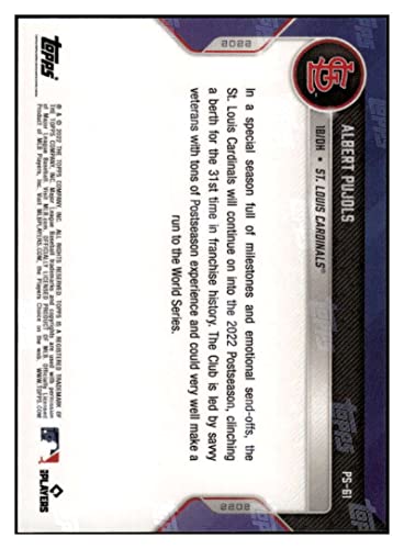 ALBERT PUJOLS 2022 Topps NOW Post Season Wild Card #61 PR:980 Cardinals NM+-MT+ MLB Baseball