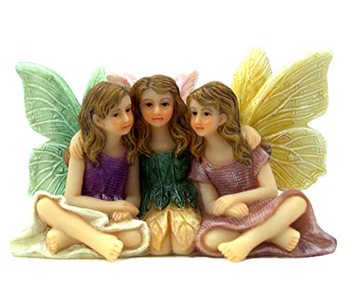 PRETMANNS Fairies for Fairy Garden - Garden Fairy Figurines - Garden Fairies for a Miniature Fairy Garden - Adorable Sitting Fairy Garden Fairies - 1 Piece Sister Fairies