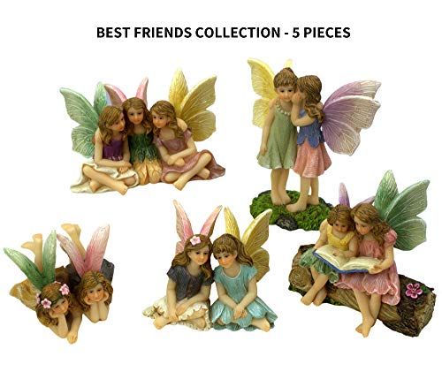 PRETMANNS Fairies for Fairy Garden - Garden Fairy Figurines - Garden Fairies for a Miniature Fairy Garden - Adorable Sitting Fairy Garden Fairies - 1 Piece Sister Fairies