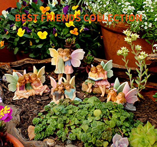 PRETMANNS Fairies for Fairy Garden - Garden Fairy Figurines - Garden Fairies for a Miniature Fairy Garden - Adorable Sitting Fairy Garden Fairies - 1 Piece Sister Fairies