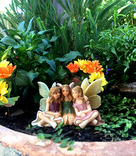 PRETMANNS Fairies for Fairy Garden - Garden Fairy Figurines - Garden Fairies for a Miniature Fairy Garden - Adorable Sitting Fairy Garden Fairies - 1 Piece Sister Fairies