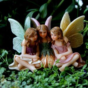 PRETMANNS Fairies for Fairy Garden - Garden Fairy Figurines - Garden Fairies for a Miniature Fairy Garden - Adorable Sitting Fairy Garden Fairies - 1 Piece Sister Fairies