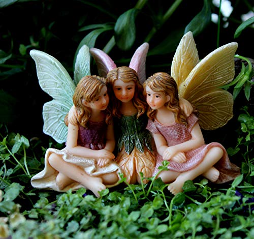 PRETMANNS Fairies for Fairy Garden - Garden Fairy Figurines - Garden Fairies for a Miniature Fairy Garden - Adorable Sitting Fairy Garden Fairies - 1 Piece Sister Fairies