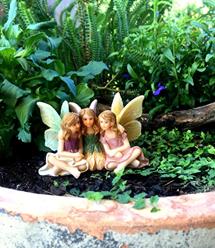 PRETMANNS Fairies for Fairy Garden - Garden Fairy Figurines - Garden Fairies for a Miniature Fairy Garden - Adorable Sitting Fairy Garden Fairies - 1 Piece Sister Fairies