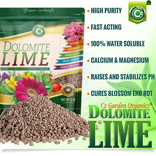 Organic Dolomite Lime - Made in USA - Garden Soil Amendment Fertilizer for Lawns, Plants & Organic Gardens. Calcium/Magnesium Additive. Safely Raise & Stabilize pH. Cures Blossom End Rot in Tomatoes