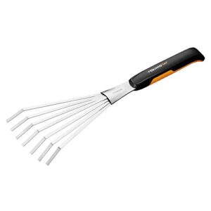 fiskars 315520-1001 xact hand garden rake, black/slivler