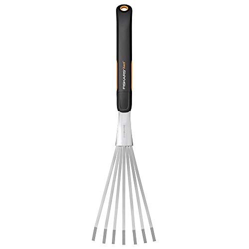 Fiskars 315520-1001 Xact Hand Garden Rake, Black/Slivler