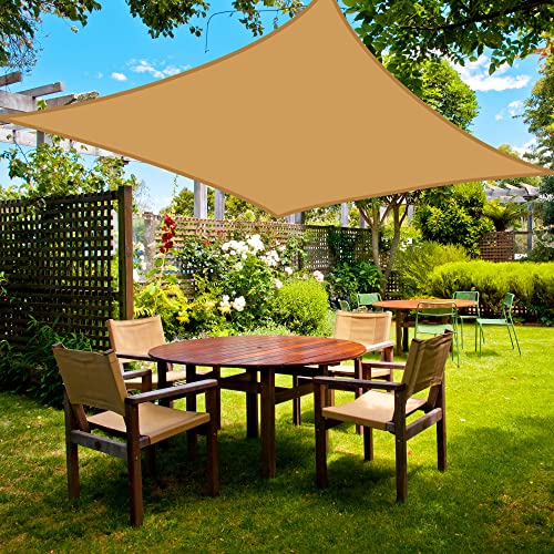 Rectangle Sun Shade Sail with Led Light, 13 x 9 Feet UV Block Canopy Sunshades for Patio, Backyard, Christmas, Party, Garden, Playground Outdoor Facility Active