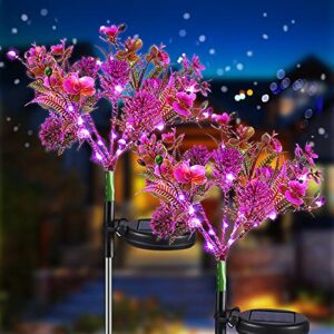 solar lights outdoor garden decorative, 2 pack solar powered phalaenopsis flowers lights design, upgraded solar lights outdoor waterproof ip65, solar garden decorations – gardening gifts for women