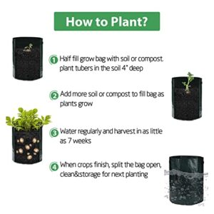 4 Pack 10 Gallon Garden Potato Grow Bags with Flap and Handles Aeration Fabric Pots Heavy Duty Vegetable Planter Bag for Tomato, Fruits