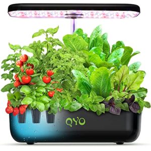 qyo hydroponics growing system, 12 pods indoor herb garden with 36w full-spectrum grow light, pump system, automatic timer, 23.8” height adjustable, plants germination kit for home kitchen gardening