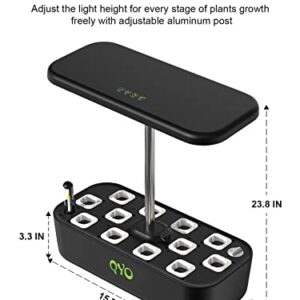 QYO Hydroponics Growing System, 12 Pods Indoor Herb Garden with 36W Full-Spectrum Grow Light, Pump System, Automatic Timer, 23.8'' Height Adjustable, Plants Germination Kit for Home Kitchen Gardening