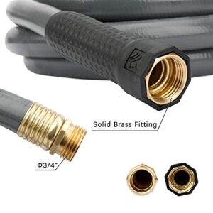 Worth Garden LEAD-IN Short Garden Hose 3/4 in. x 10 ft. NO KINK,No leak,HEAVY DUTY Durable PVC Water Hose with Solid Brass Hose Fittings, Male to Female Fittings,12 YEARS WARRANTY,H065D02