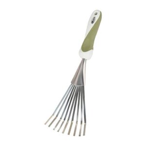 worth garden 14 inch stainless steel tines resist rust small hand rake garden tool weeding turning loosening soil harrowing cultivating planting