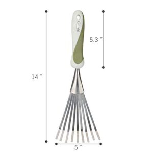 Worth Garden 14 inch Stainless Steel Tines Resist Rust Small Hand Rake Garden Tool Weeding Turning Loosening Soil Harrowing Cultivating Planting