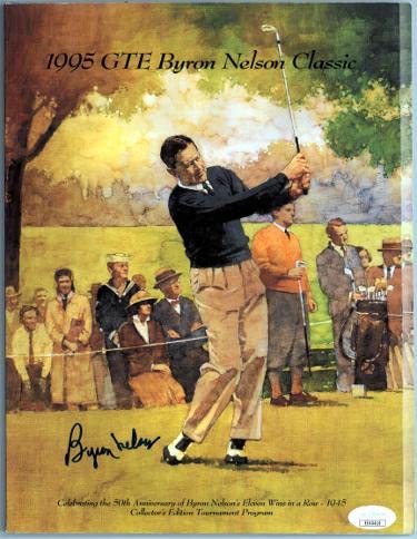 Byron Nelson signed 1995 GTE Byron Nelson Golf Classic Program- JSA #EE63422 - Autographed Golf Magazines