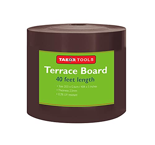 TABOR TOOLS Terrace Board, Landscape Edging Coil, Grass Barrier, Bender Board, Garden Liner, 1/10" = 0.1" Inch Thickness, 5 Inch High. ES34. (Brown, 40 FT)