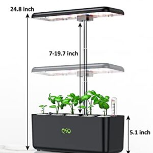 Hydroponics Growing System, QYO 9 Pods Herb Garden with 70 LEDs Full-Spectrum Plant Grow Light, Hydroponic Herb Garden with 4.5L Water Tank, 19.7'' Height Adjustable Gardening System, Black, QYO10