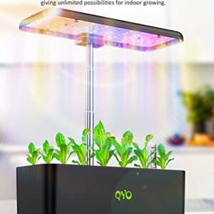 Hydroponics Growing System, QYO 9 Pods Herb Garden with 70 LEDs Full-Spectrum Plant Grow Light, Hydroponic Herb Garden with 4.5L Water Tank, 19.7'' Height Adjustable Gardening System, Black, QYO10