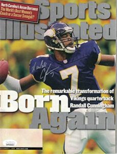 randall cunningham signed minnesota vikings 1998 sports illustrated jsa 25528 – autographed nfl magazines