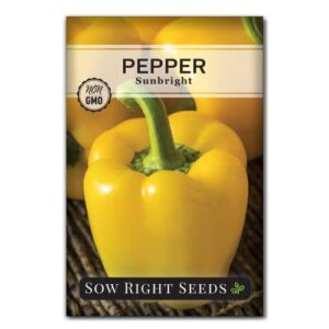 Sow Right Seeds - Sweet Bell Pepper Seed Collection for Planting a Home Garden - Orange, Red, Yellow, Purple and Chocolate Brown Bell Peppers - Non-GMO Heirloom Variety Pack Vegetable Seeds to Plant