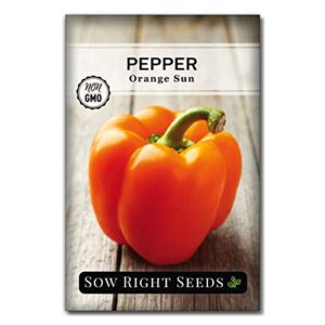 Sow Right Seeds - Sweet Bell Pepper Seed Collection for Planting a Home Garden - Orange, Red, Yellow, Purple and Chocolate Brown Bell Peppers - Non-GMO Heirloom Variety Pack Vegetable Seeds to Plant