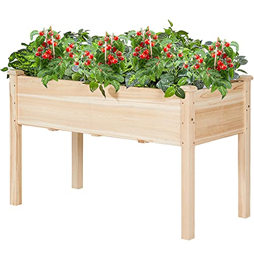 AMERLIFE Raised Garden Bed 48x30x24 Inch - Elevated Wooden Planter Box Stand with Legs for Vegetable Flower Herb Outdoor Gardening Backyard Patio,30 Inch Height 380 lbs Capacity