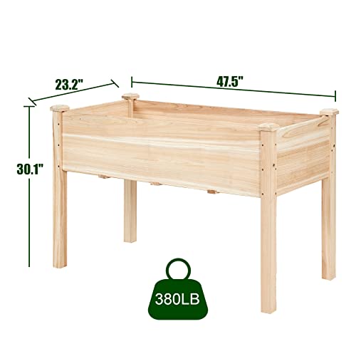 AMERLIFE Raised Garden Bed 48x30x24 Inch - Elevated Wooden Planter Box Stand with Legs for Vegetable Flower Herb Outdoor Gardening Backyard Patio,30 Inch Height 380 lbs Capacity