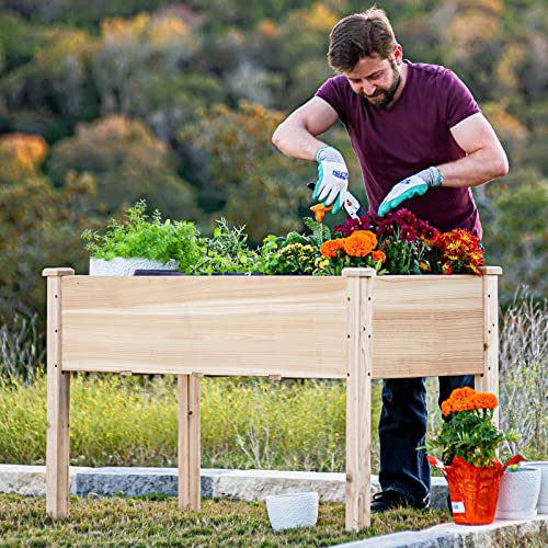 AMERLIFE Raised Garden Bed 48x30x24 Inch - Elevated Wooden Planter Box Stand with Legs for Vegetable Flower Herb Outdoor Gardening Backyard Patio,30 Inch Height 380 lbs Capacity